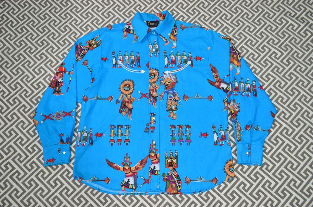 Vintage Caravan Western Apparel Indian kachina Women's Button Down ...