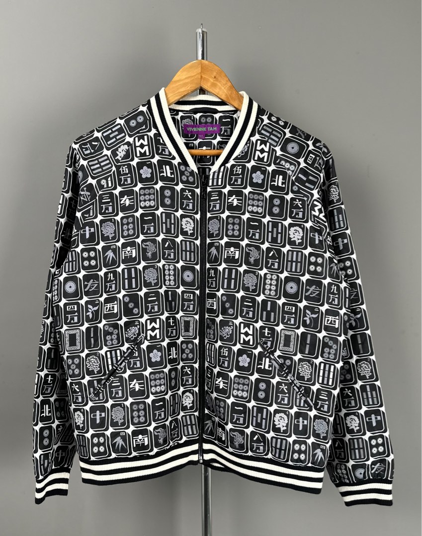 Vivienne Tam - S/S16 - Mahjong Pattern Bomber Polyester Jacket, Women's ...