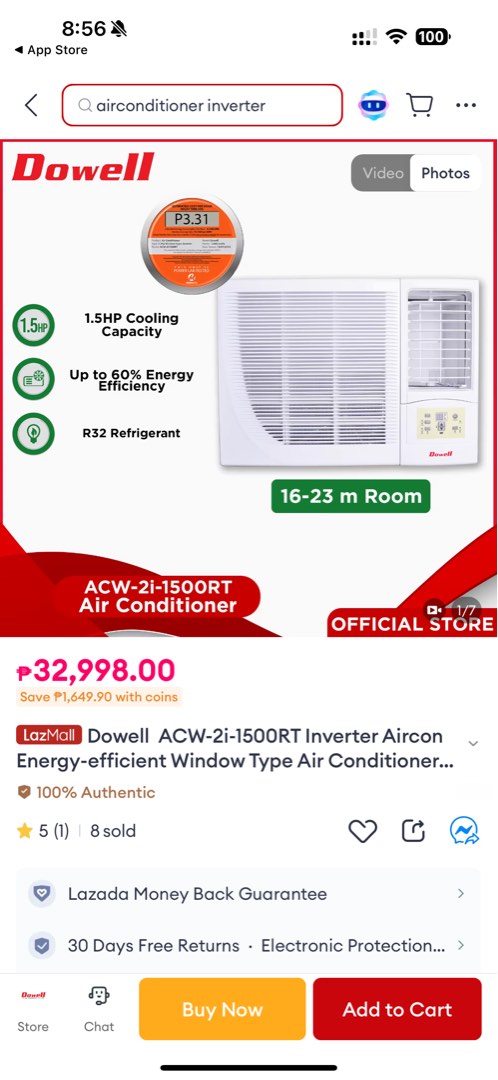 [Brand New] Dowell ACW-2i-1500RT Inverter Aircon Energy-efficient ...