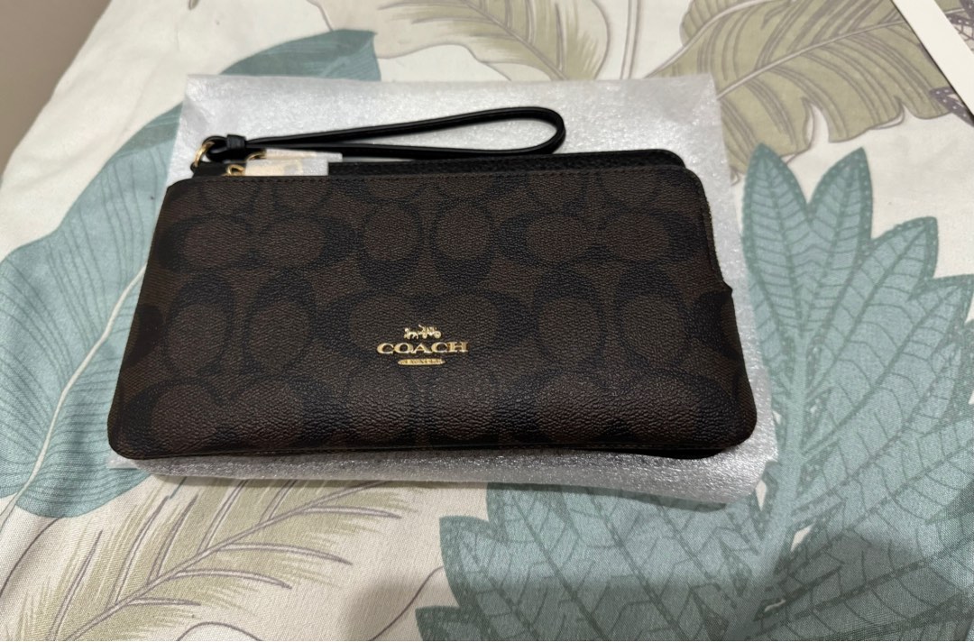 Couch double zip wallet in signature canvas brown /black, Luxury, Bags ...