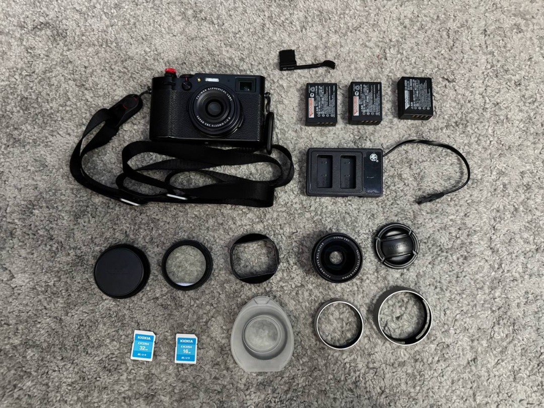 Fujifilm x100v Black + WCL-X100II + Accessories , Photography, Cameras on Carousell