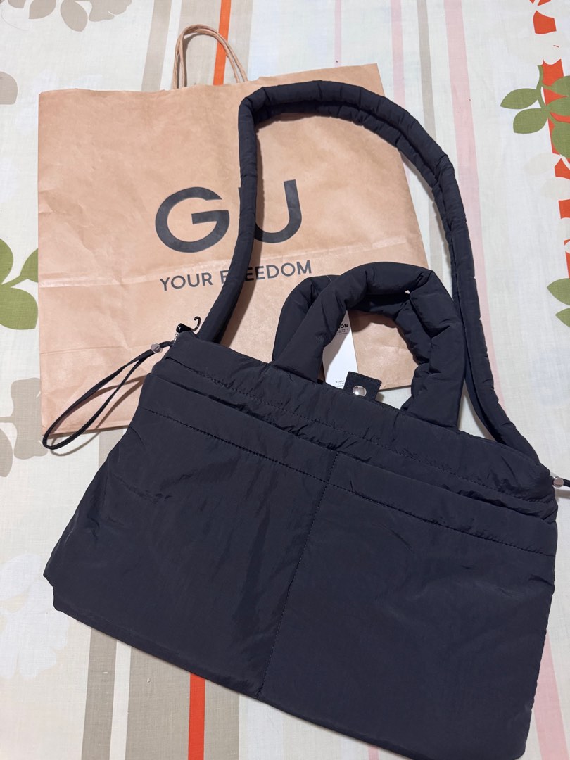 GU Black Puffer Tote/ Sling Bag, Women's Fashion, Bags & Wallets, Tote ...