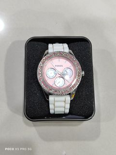 【Ready Stock】Fossil Jacqueline Navy Blue Leather Women Watch ES3843 Jam ...