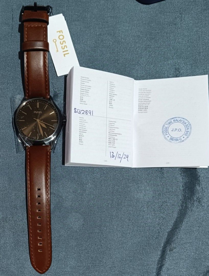 Jam Fossil Original, tali leather, new item. Complete set, Men's ...