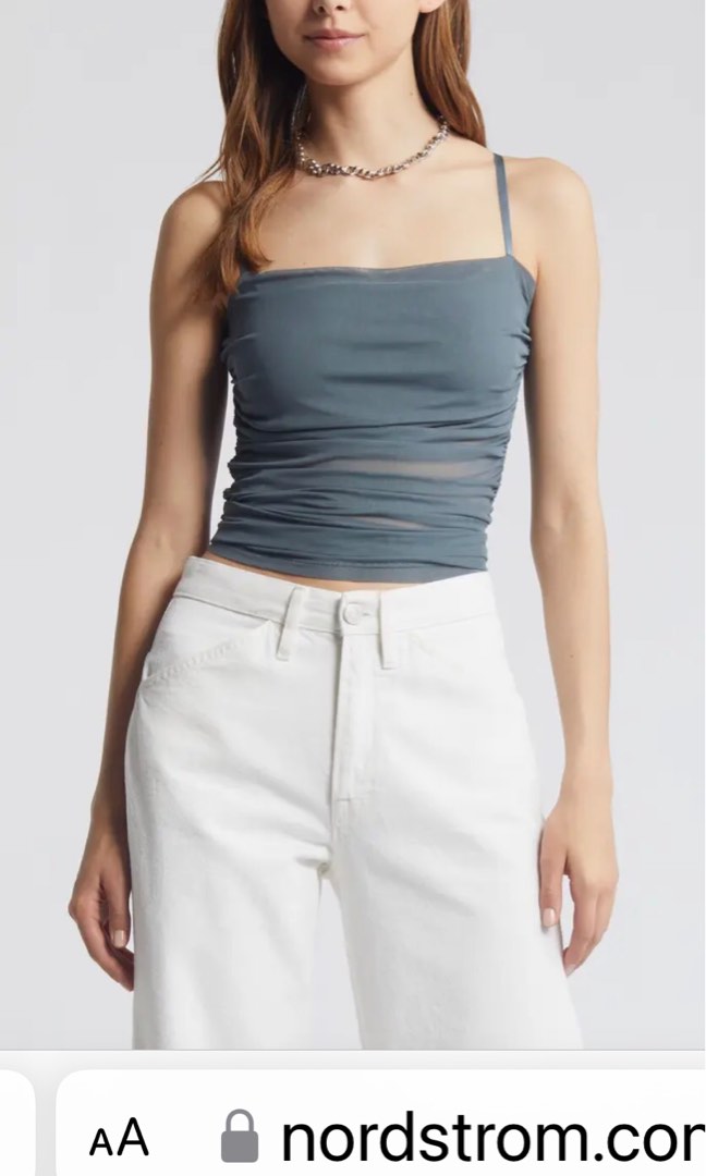 Open edit ruched mesh camisole, Women's Fashion, Tops, Sleeveless on ...