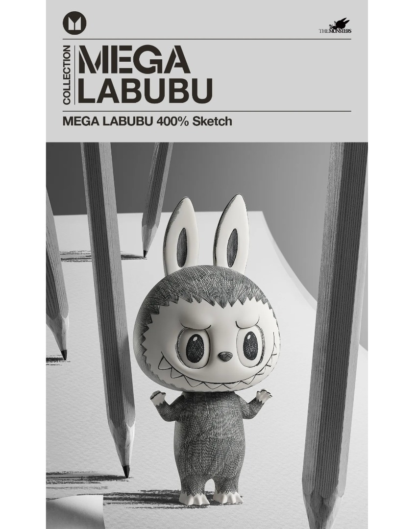 PopMart Mega Labubu 400% The Monsters Sketch, Hobbies & Toys, Toys ...