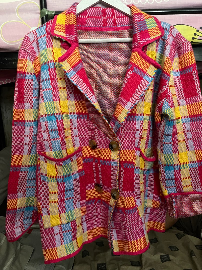 Retro theme/ colorful knit blazer/ Emily in paris theme, Women's ...