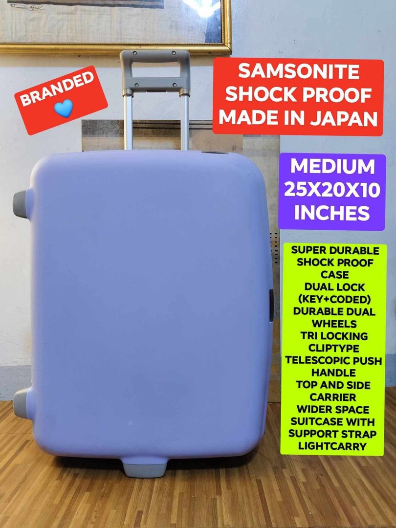 SAMSONITE BRAND MADE IN JAPAN SHOCK PROOF MEDIUM SIZE LUGGAGE, Hobbies ...