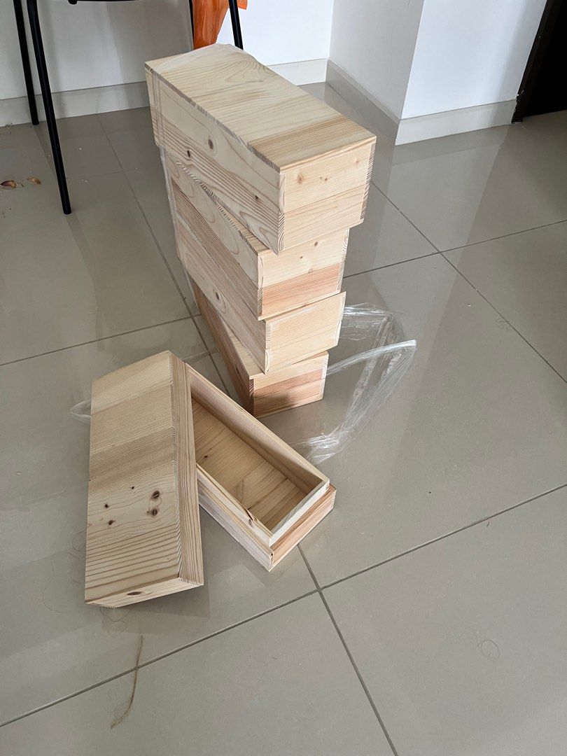 SOLID PINEWOOD BOXES STORAGE, Furniture & Home Living, Home Decor ...