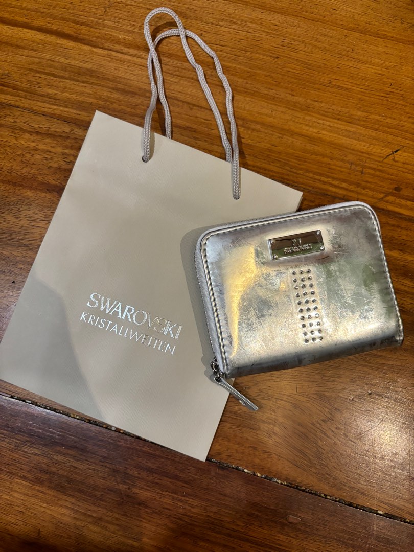Swarovski Metallic Silver Card Holder Wallet, Women's Fashion, Bags ...