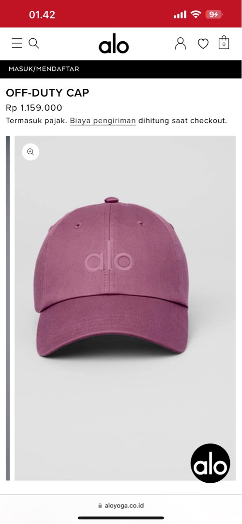 Topi ALO Yoga Off Duty-Cap Mulberry, Fesyen Wanita, Aksesoris di Carousell