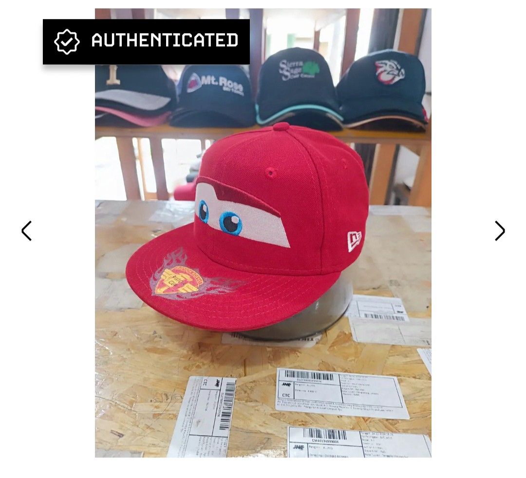 Topi New Era x Disney Pixar Cars Lightning Mc Queen Youth, Fesyen Pria ...