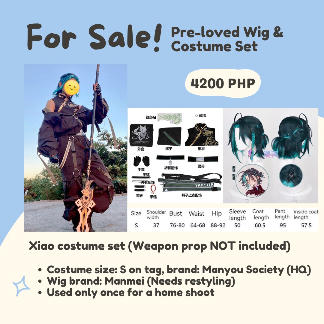 Xiao Wig & Costume Set Genshin Impact Cosplay Casual, Men's Fashion ...