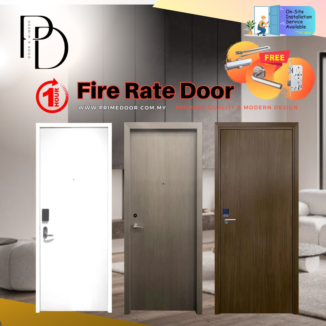 1 Hours Fire Rate Door Pintu kalis api, Furniture & Home Living ...