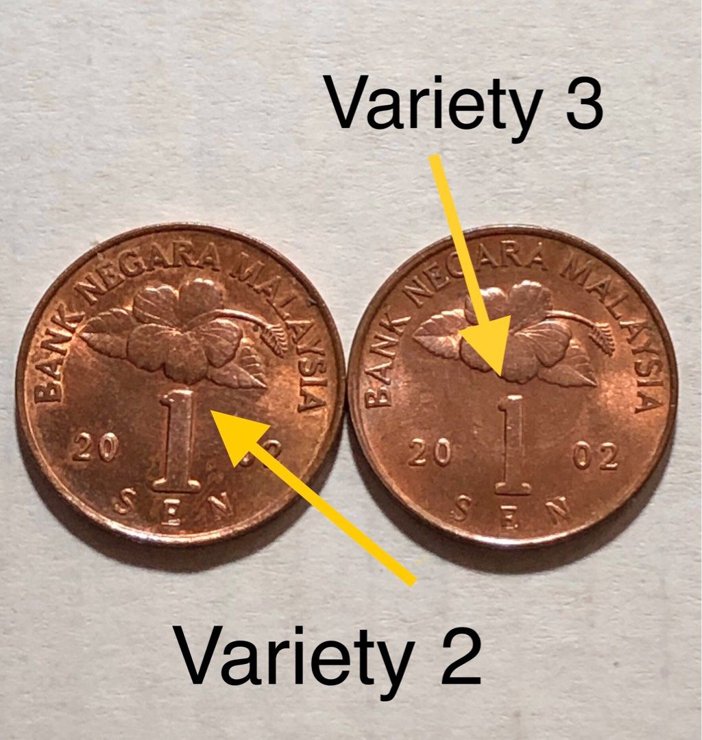 ( Syiling ) 1 Sen 2002 ( Variety 2 & Variety 3 ) 2nd Series Malaysia ...