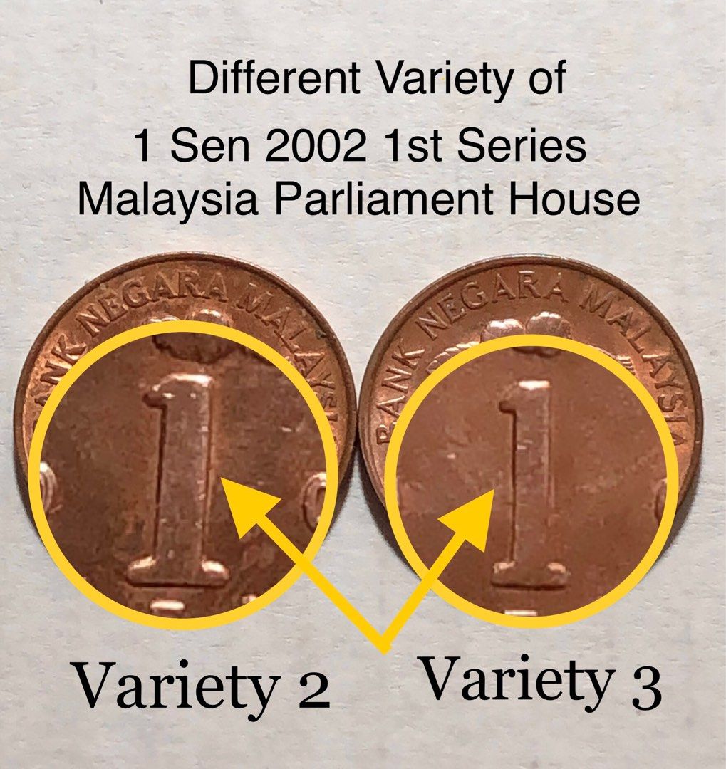 ( Syiling ) 1 Sen 2002 ( Variety 2 & Variety 3 ) 2nd Series Malaysia ...