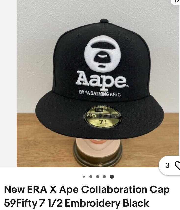 Aape by Bathing Ape x New Era 59fifty Embroidery Black Fitted Cap, Men ...