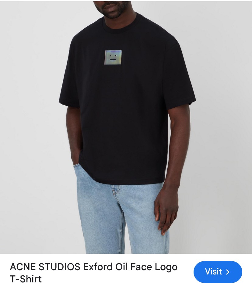 Acne Studios Exford Oil Face Logo Tshirt, Luxury, Apparel on Carousell
