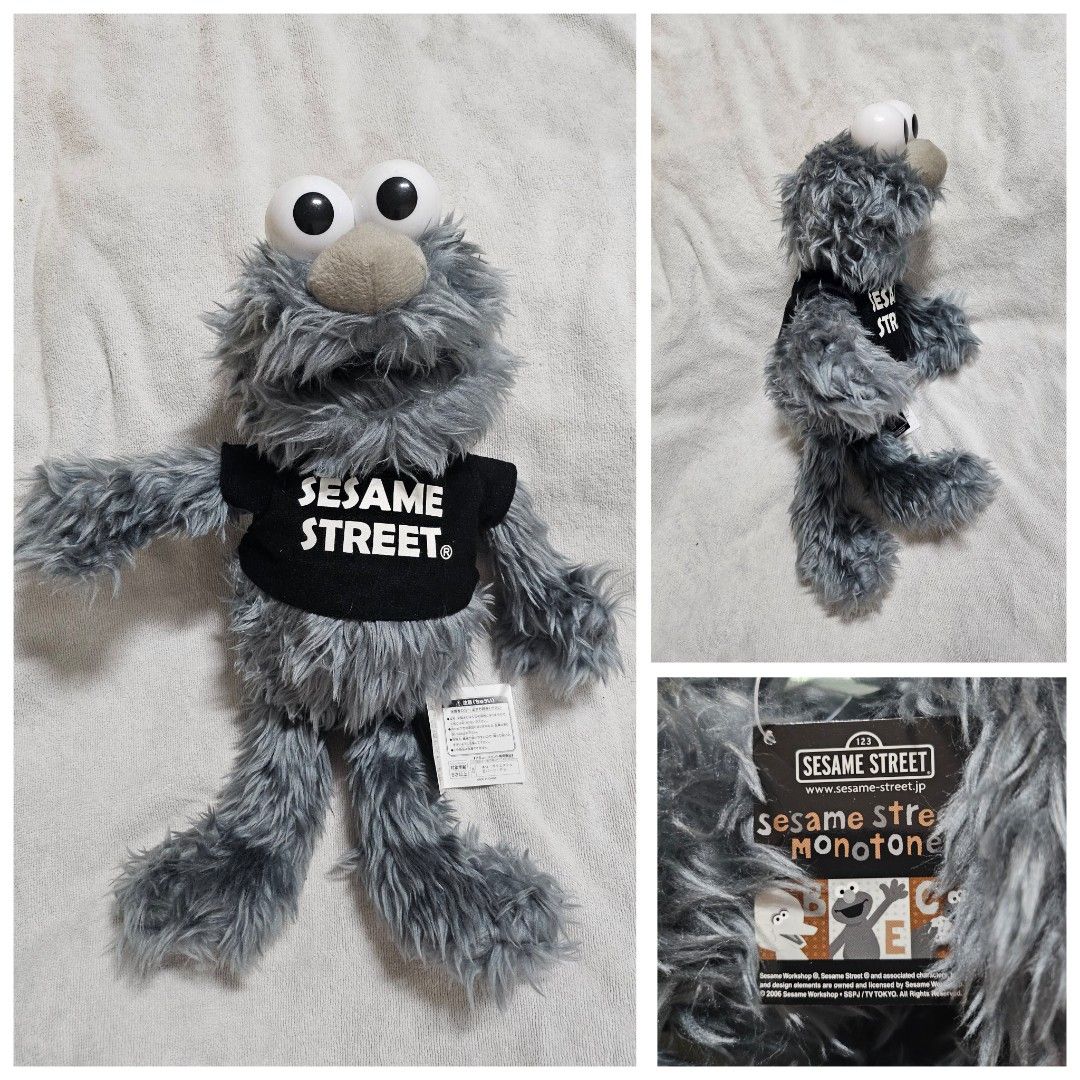 Authentic Rare Sesame Street Monotone (Grey) Elmo Plush Soft Toy ...