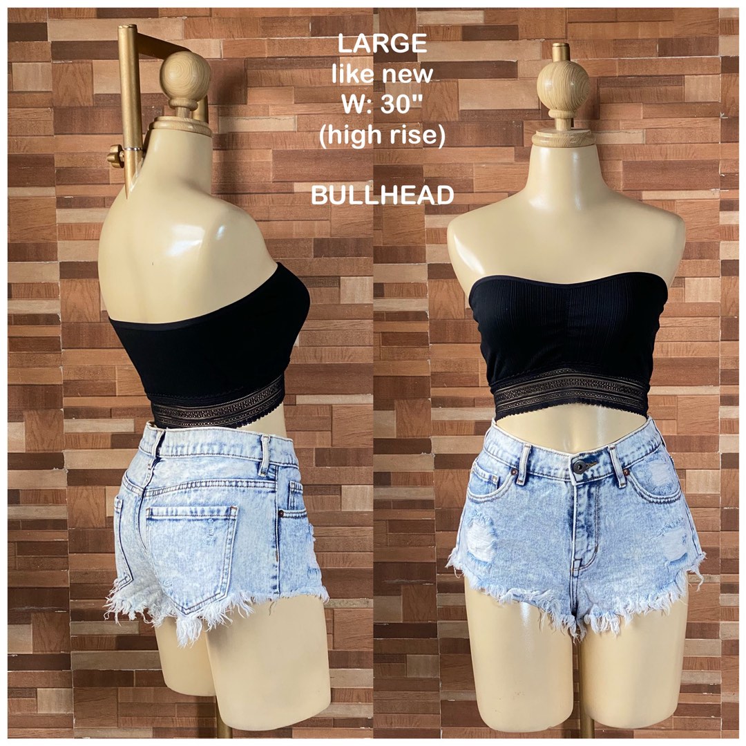 BULLHEAD DENIM TATTERED HIGH RISE SHORT, Women's Fashion, Bottoms ...