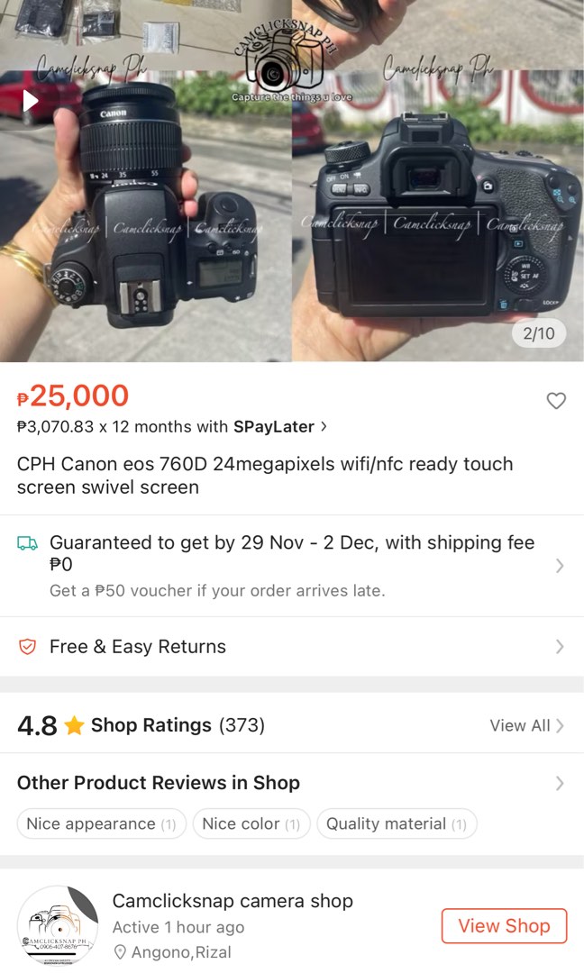 Canon eos 760D 24megapixels wifi/nfc ready touch screen swivel screen ...