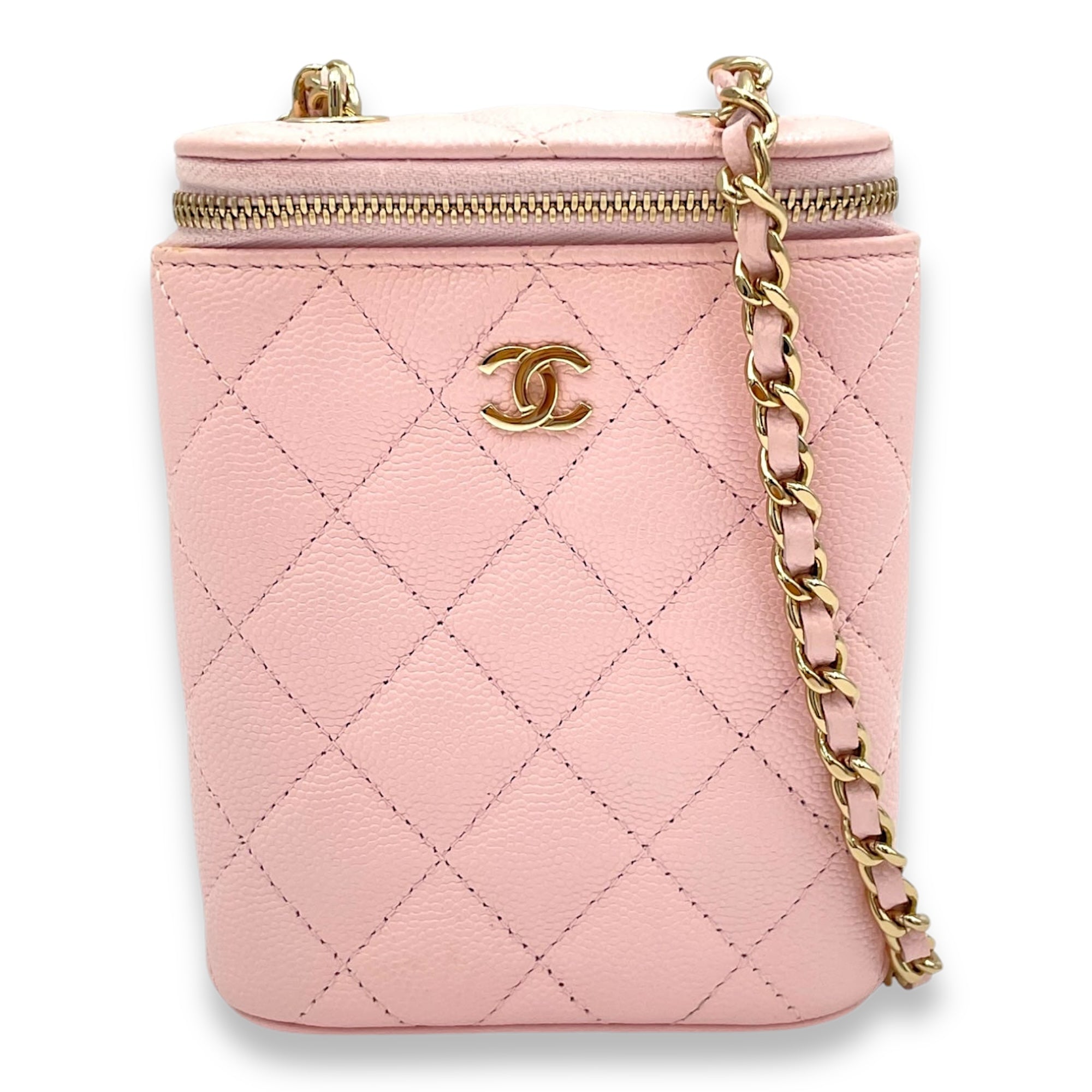 Chanel Classic Pink Vanity Bag in Caviar Leather, Gold hardware, Luxury ...