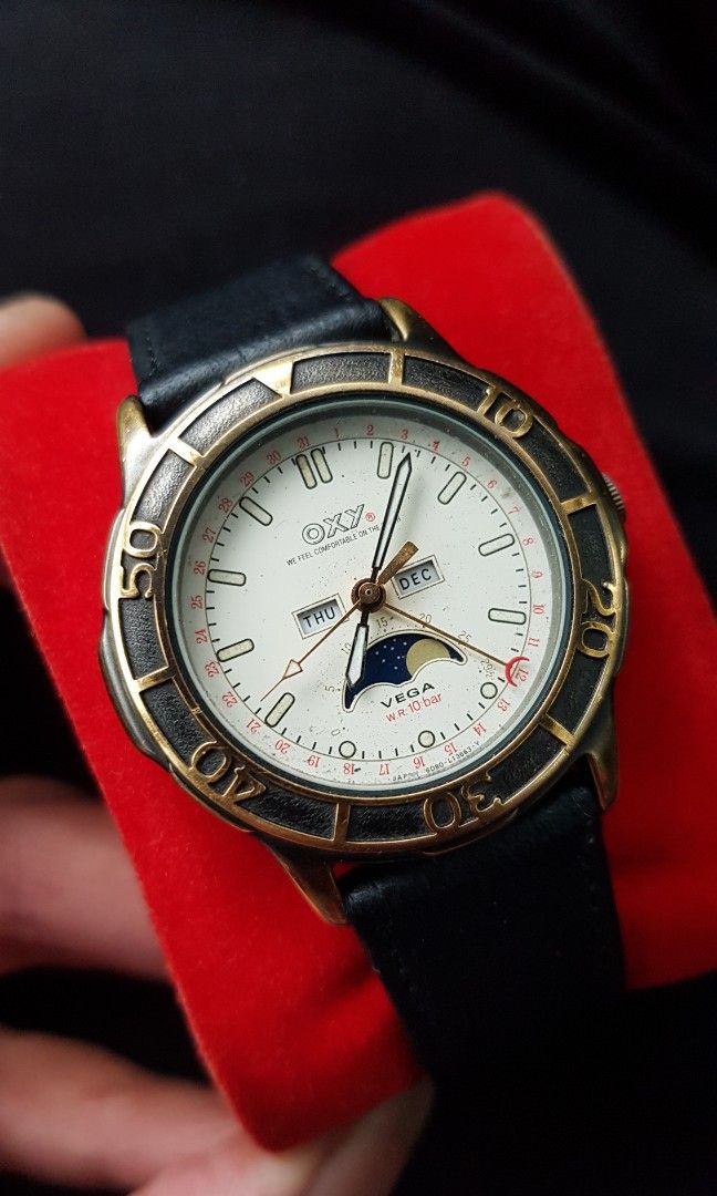 Citizen vega Oxy triple calendar moonphase vintage not seiko omega longines, Fesyen Pria, Jam ...