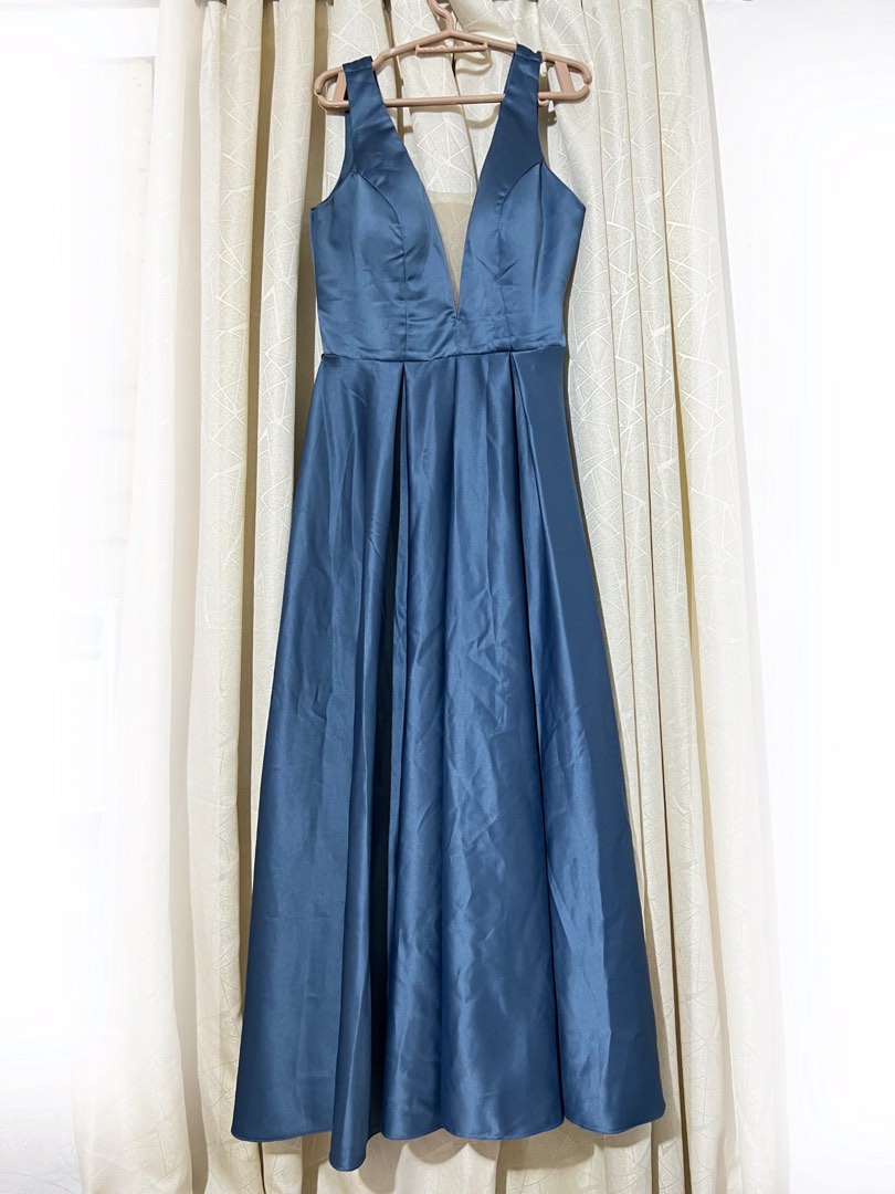 Dusty Blue Gown, Women's Fashion, Dresses & Sets, Evening dresses ...