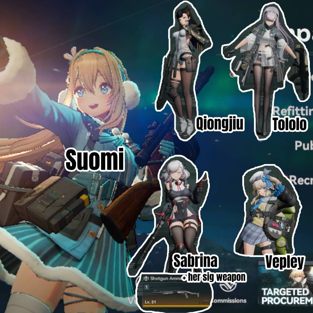 GFL2 Level 33 - Suomi, Qiongjiu, Tololo, Sabrina+sig, Vepley | Girls ...