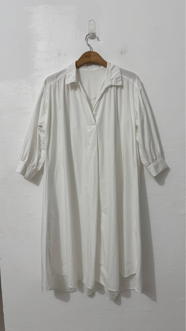 GU oversize open collar dress, Women's Fashion, Dresses & Sets, Dresses ...