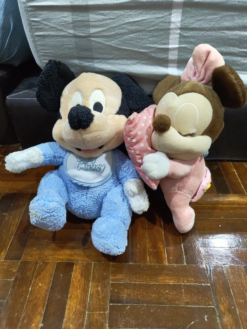 Mickey Minnie Mouse Sleeping Blue Pink Plush Toy Stuffed Toys Plushies ...