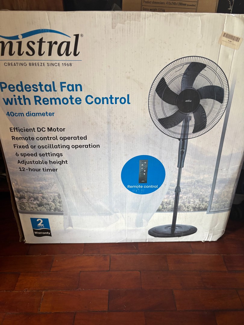 Mistral Pedestal Fan with Remote Control, Furniture & Home Living ...