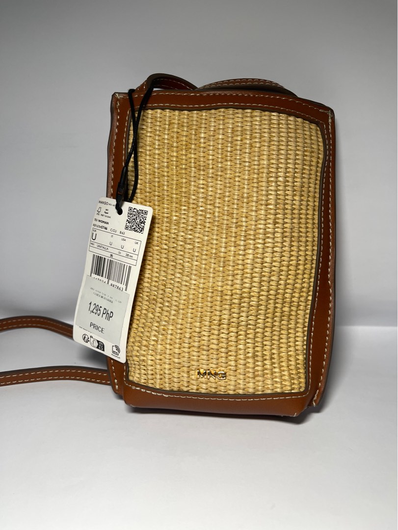 MNG Mango Raffia Phone Crossbody Bag, Women's Fashion, Bags & Wallets ...