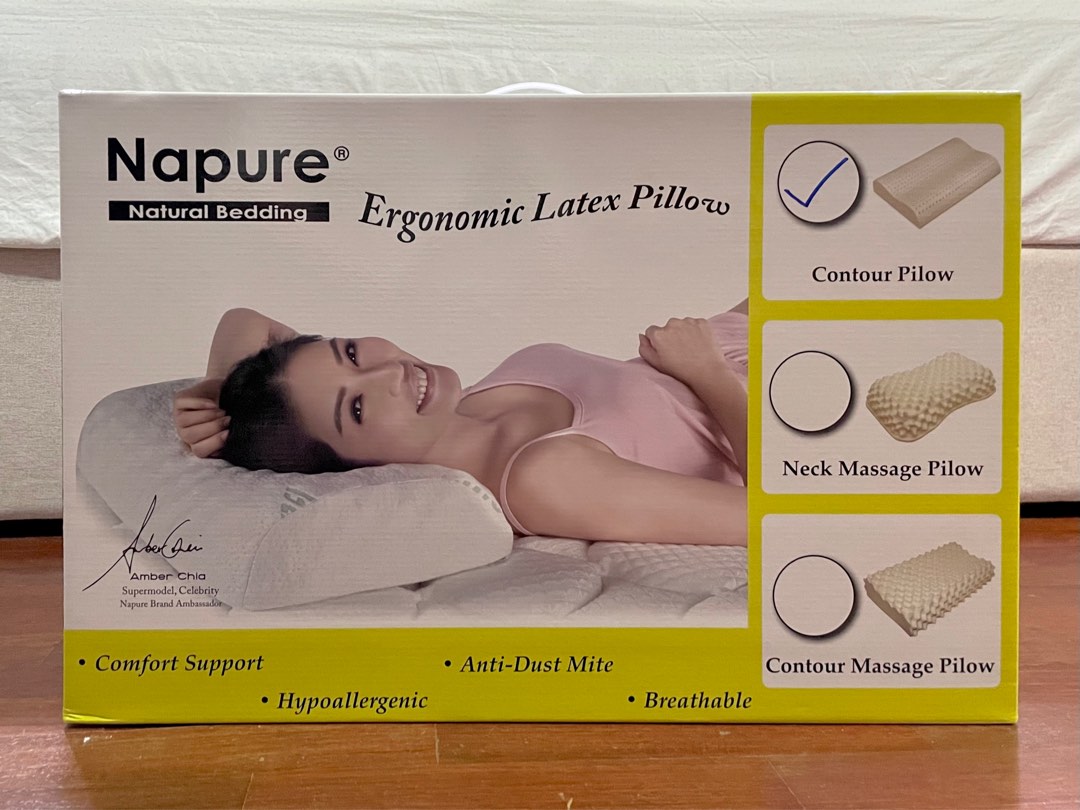 Napure Ergonomic Latex Contour Pillow, Furniture & Home Living, Bedding ...