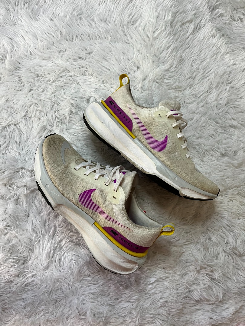 Nike Invincible Run 3 - White Vivid Purple US 7.5 mens, Men's Fashion ...