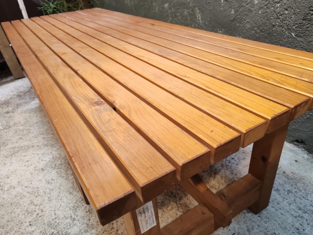 Oak Wood Slatted Bench, Furniture & Home Living, Furniture, Chairs on ...