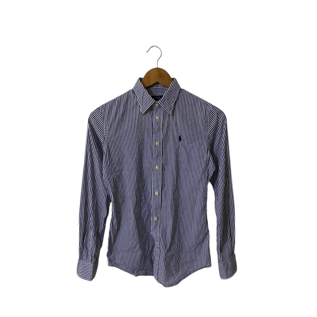 Polo by Ralph Lauren - Button Down Long Sleeve Polo - Pinstripe Blue ...