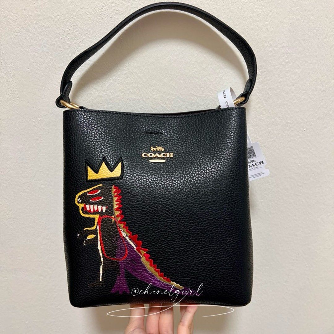 Real Shot Coach Dino Town Bucket Bag Black 21cm T-Rex, Women's Fashion ...