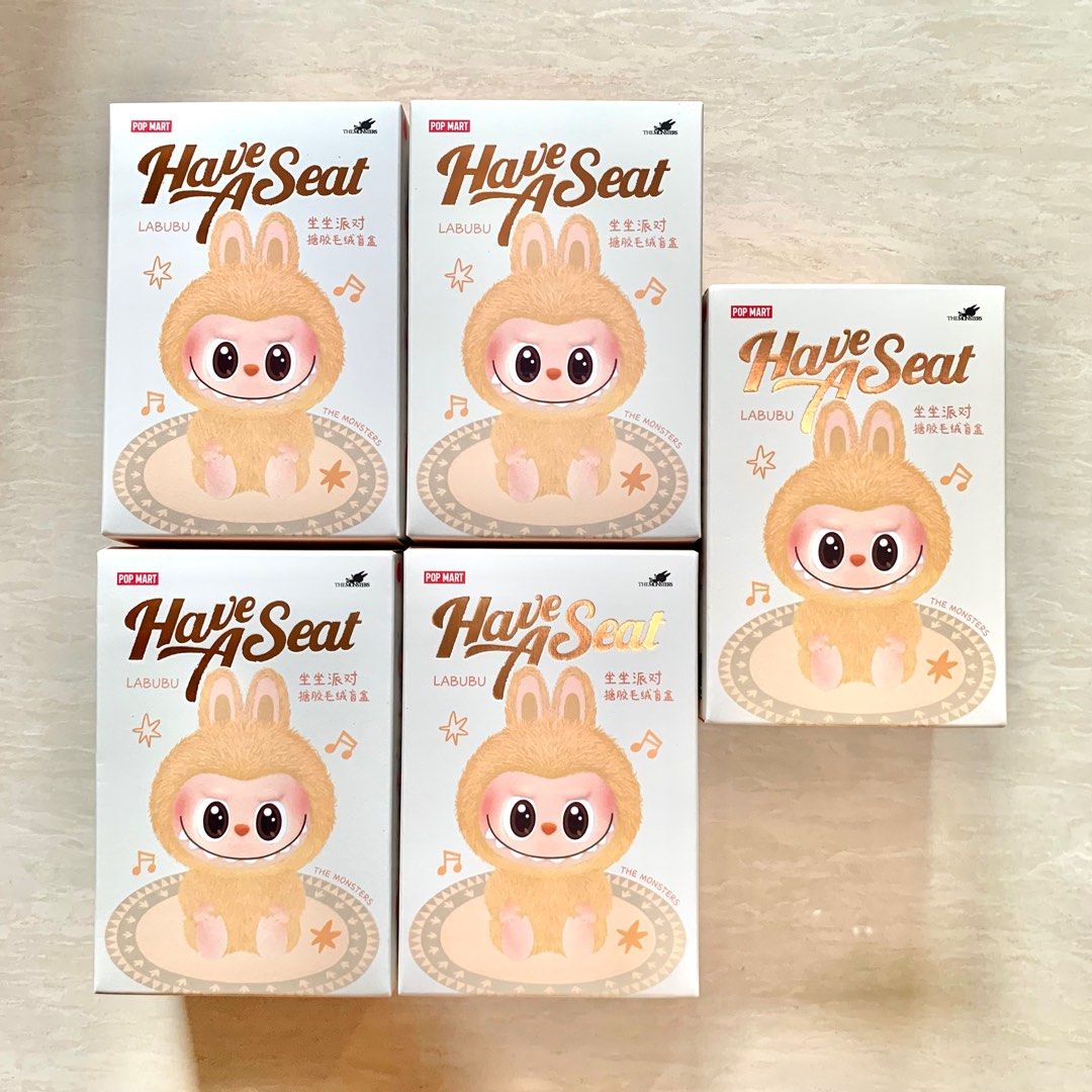 [sealed box] pop mart labubu v1 v2 exciting macaron have a seat ...