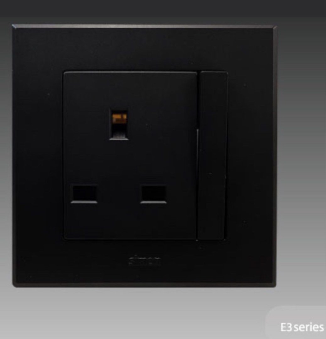 Simon E3 black series 13A socket, TV & Home Appliances, Electrical ...