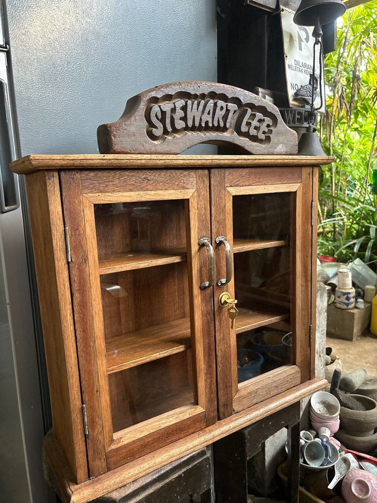 Solid old wood wall display cabinet ( about 25 x 7.5 x 22 cm / 64 x 19 ...