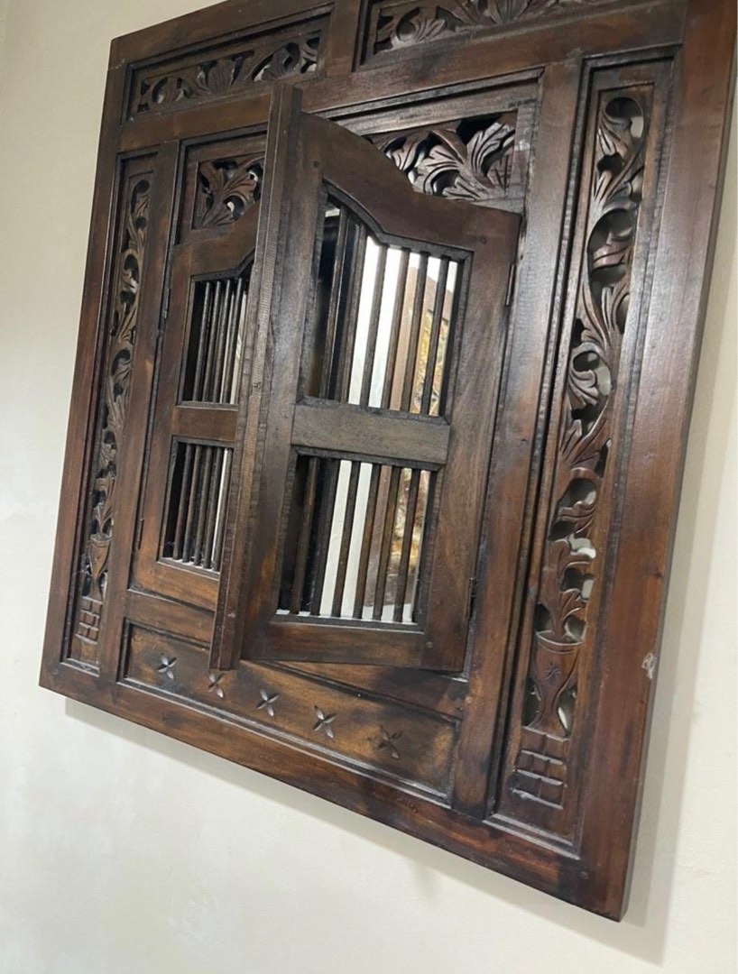 Teak Wood Mirror Frame Kayu Jati, Furniture & Home Living, Home Decor ...