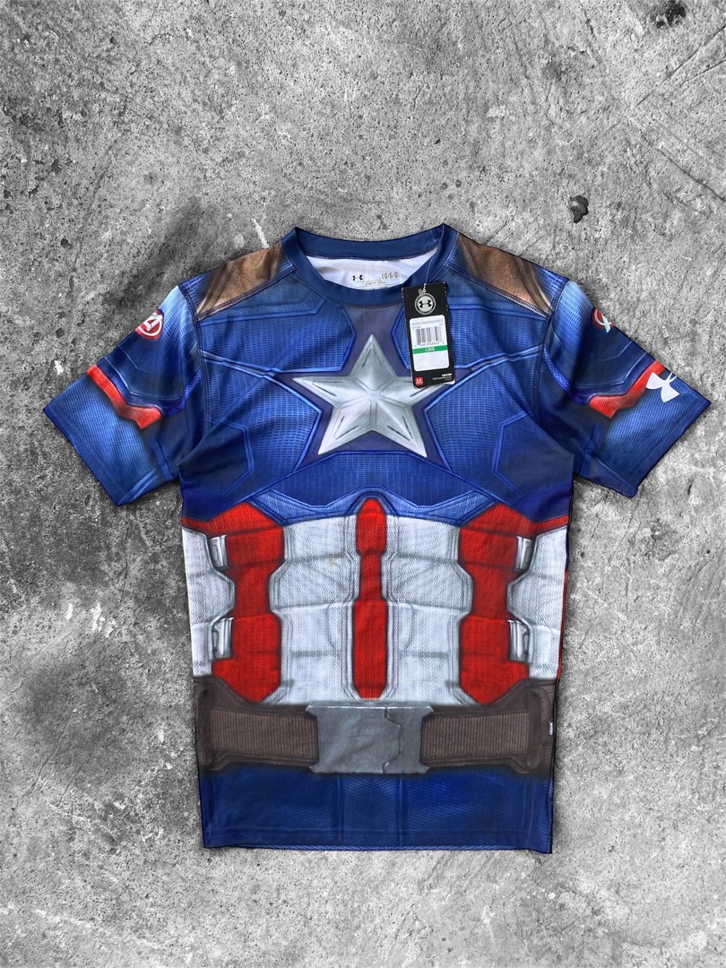 Under Armor x Captain America compression shirt, Men's Fashion, Tops ...