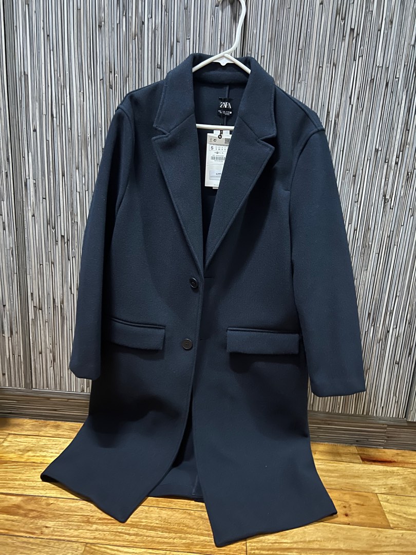 Zara Navy Blue Coat, Women's Fashion, Coats, Jackets and Outerwear on ...
