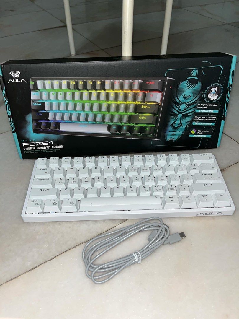 AULA 61 Keys Hot-swappable RGB Backlit Mechanical Keyboard Red switch ...