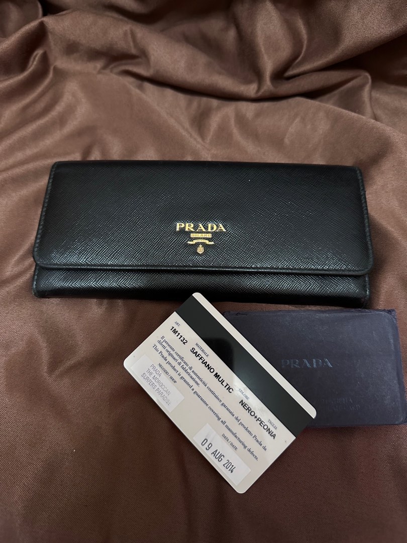 Authentic PRADA Long Wallet with Authenticity Card, Luxury, Bags ...