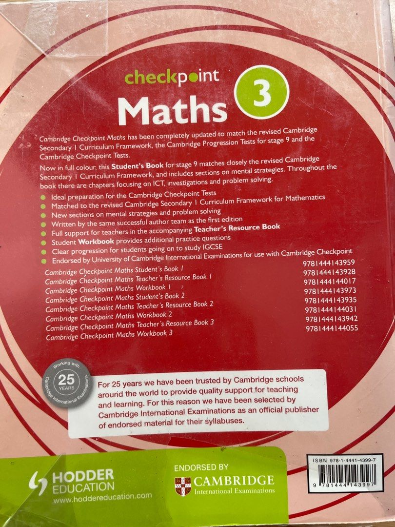 Cambridge Checkpoint Maths 1,2,3, Hobbies & Toys, Books & Magazines ...