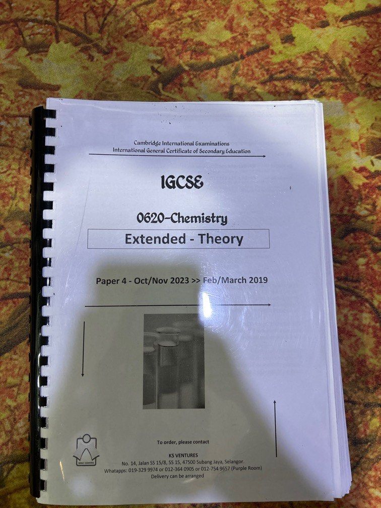 Chemistry IGCSE paper 4 extended past year papers + answer booklet ...