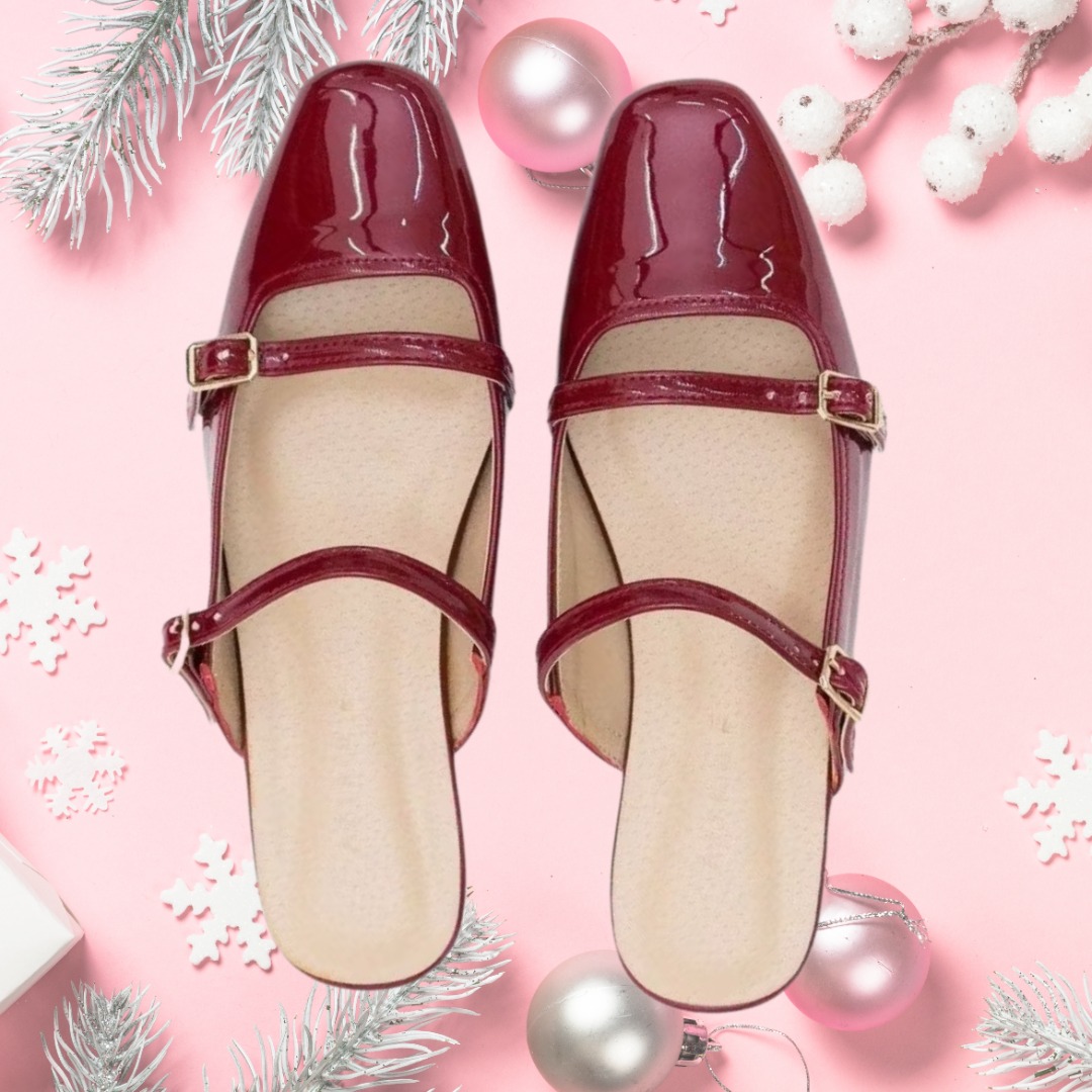 Cherry Red Mules, Women's Fashion, Footwear, Flats & Sandals on Carousell