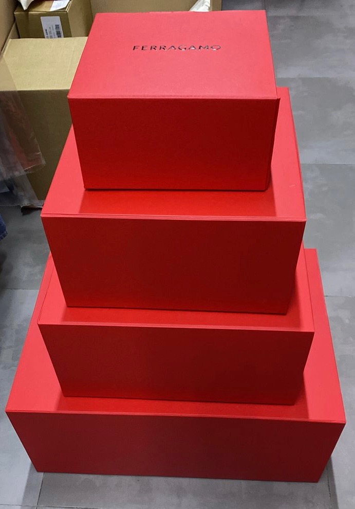 Ferragamo gift boxes and paper bags, Luxury, Accessories on Carousell